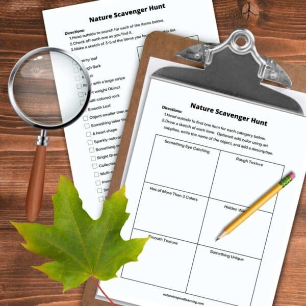 Printable Nature Scavenger Hunts for Kids - Nature Inspired Learning