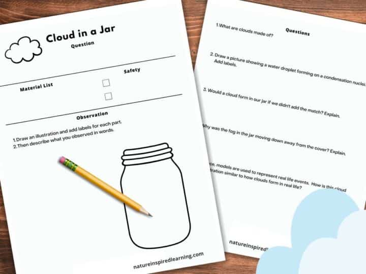 Cloud in a Jar with Free Printable Worksheets - Nature Inspired Learning
