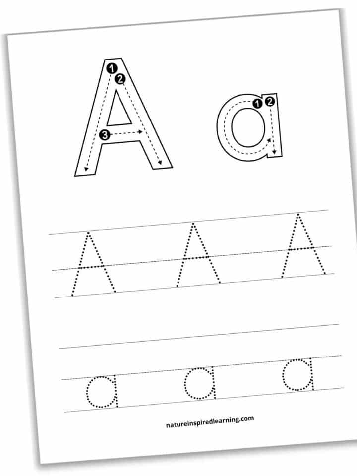 Free Letter A Tracing Worksheets - Nature Inspired Learning