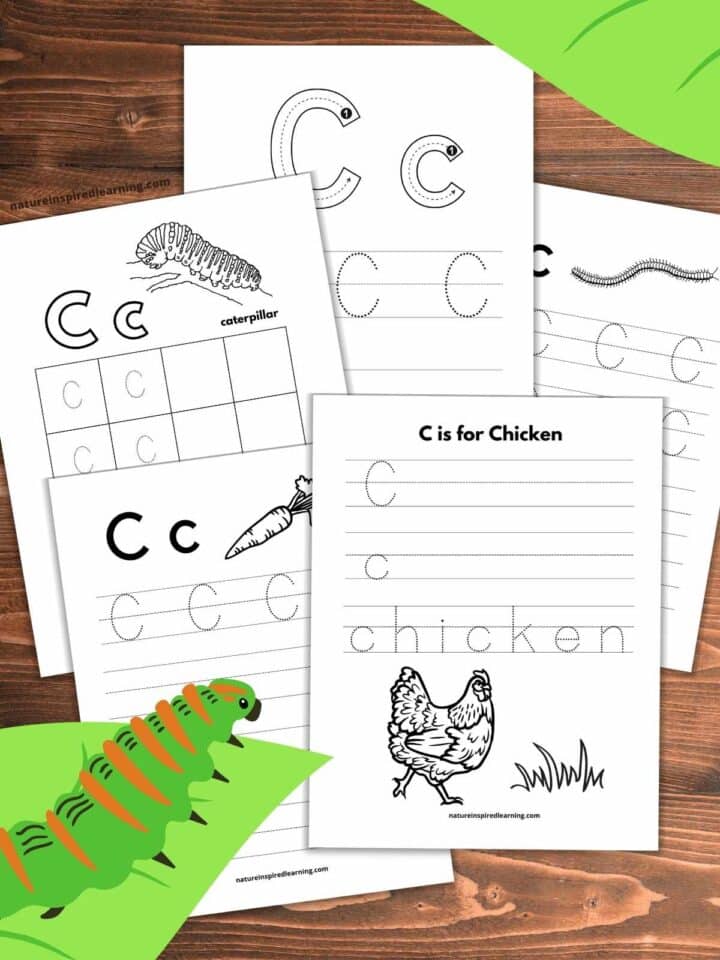 Free Letter C Tracing Worksheets - Nature Inspired Learning