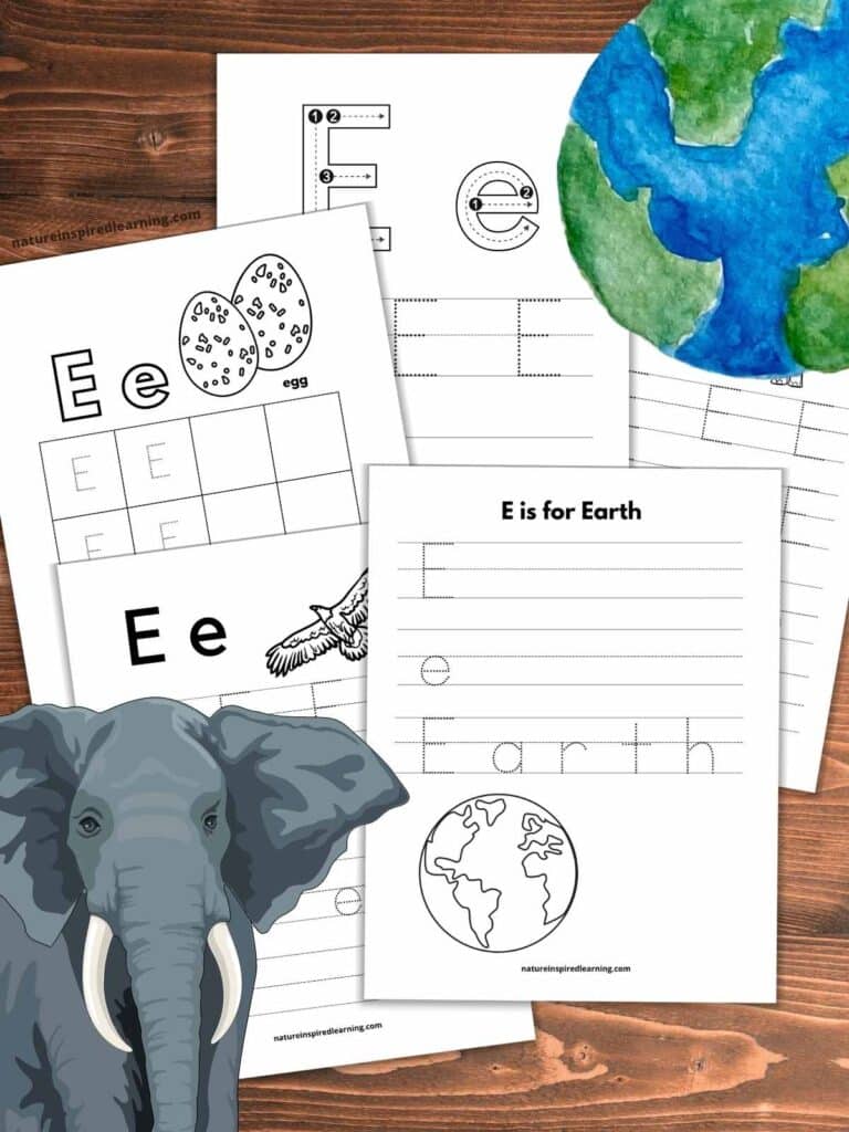 Letter E Tracing Worksheets (Free) - Nature Inspired Learning