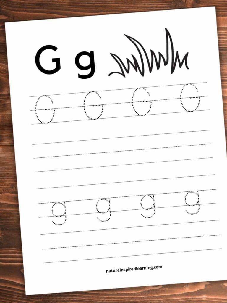 Letter G Tracing Worksheets (Free) - Nature Inspired Learning