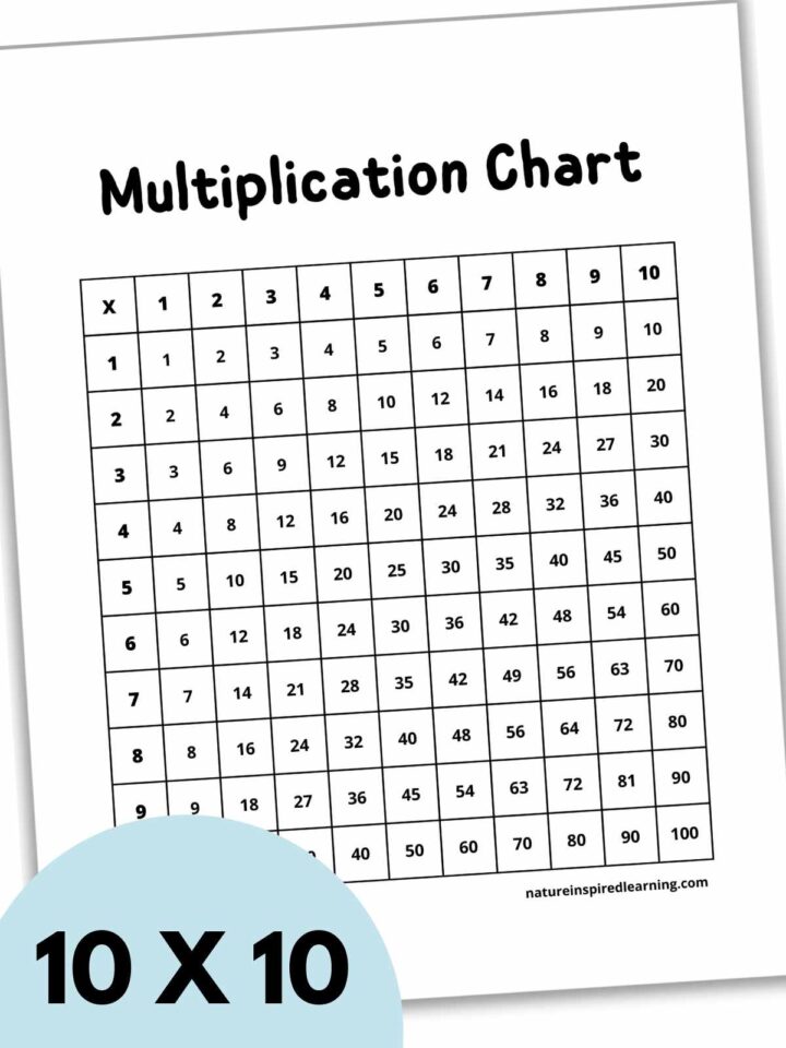 Printable Multiplication Charts (Black and White)