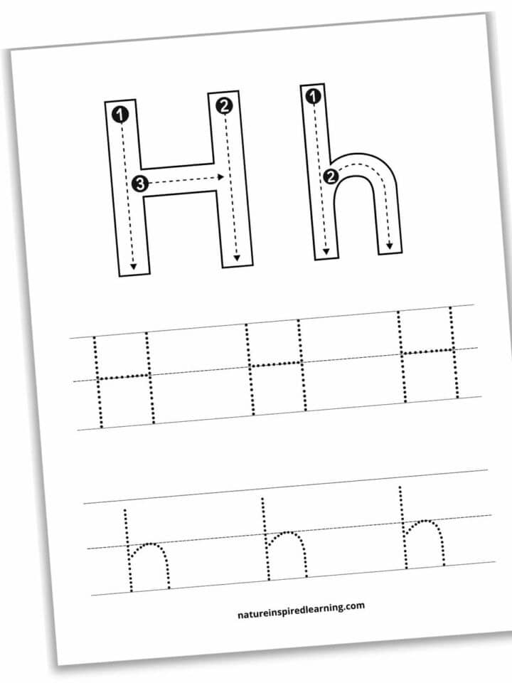 Free Letter H Tracing Worksheets - Nature Inspired Learning