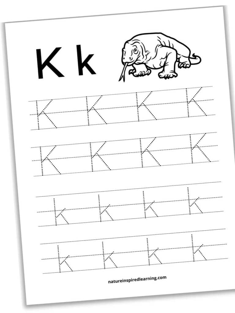 Letter K Tracing Worksheets - Nature Inspired Learning