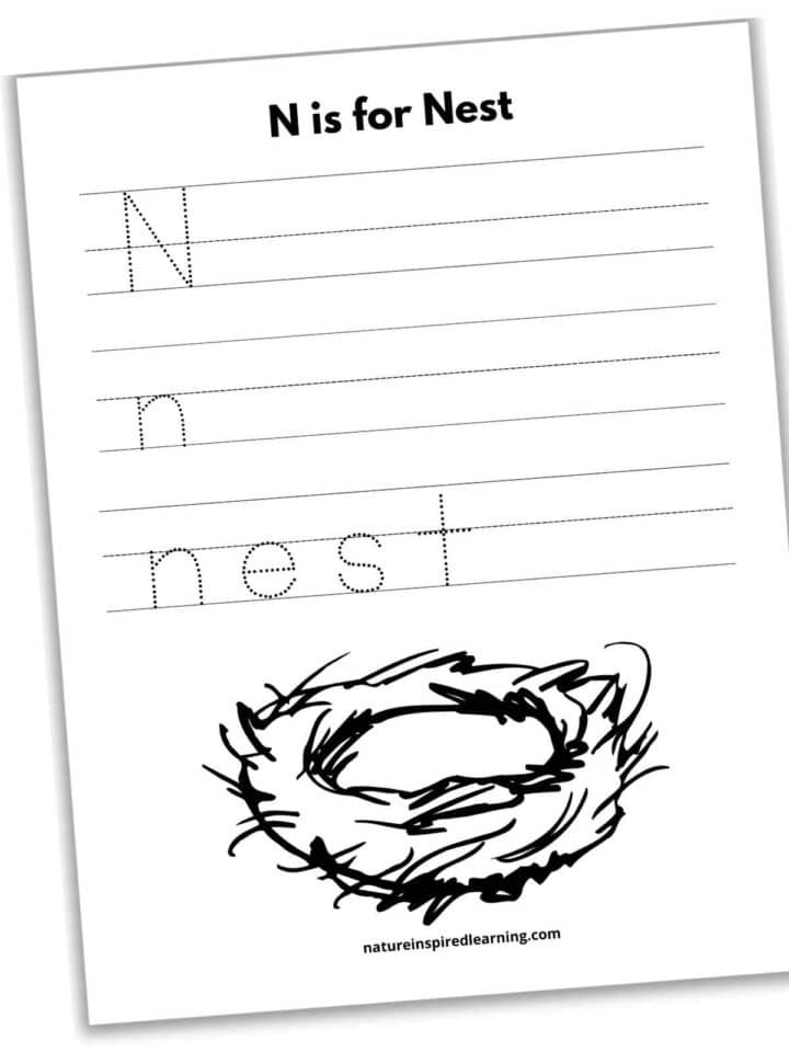 Letter N Tracing Worksheets - Nature Inspired Learning