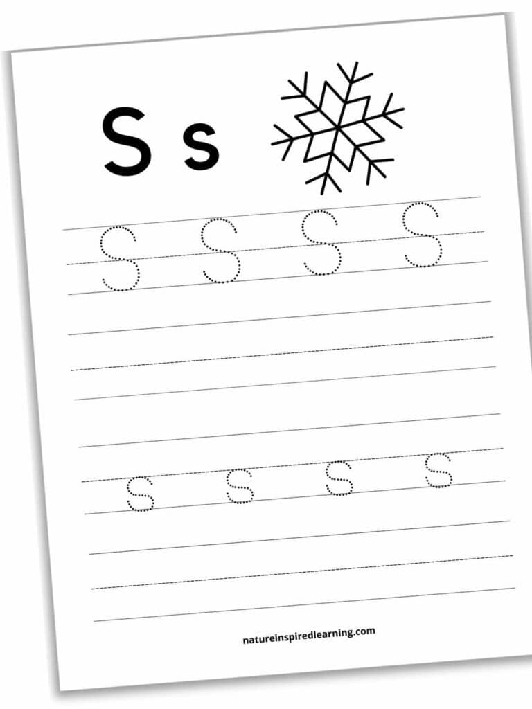 Free Letter S Tracing Worksheets - Nature Inspired Learning