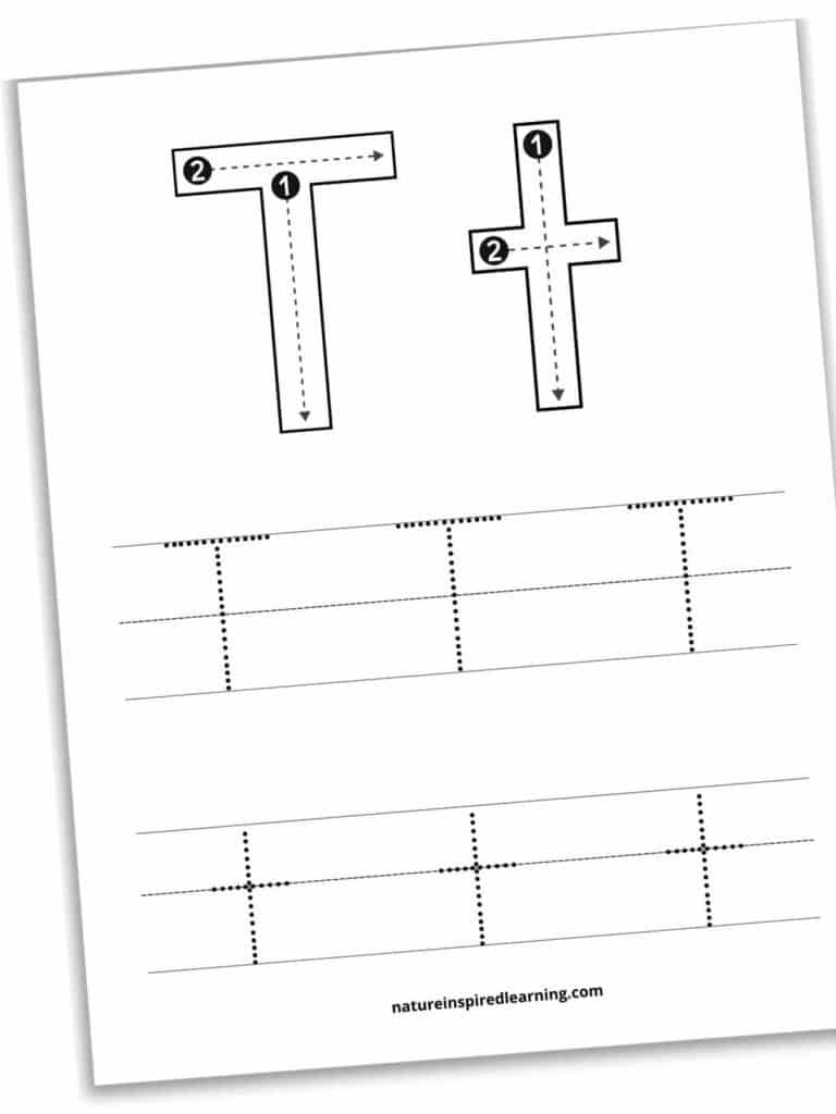 Letter T Tracing Worksheets (Free) - Nature Inspired Learning