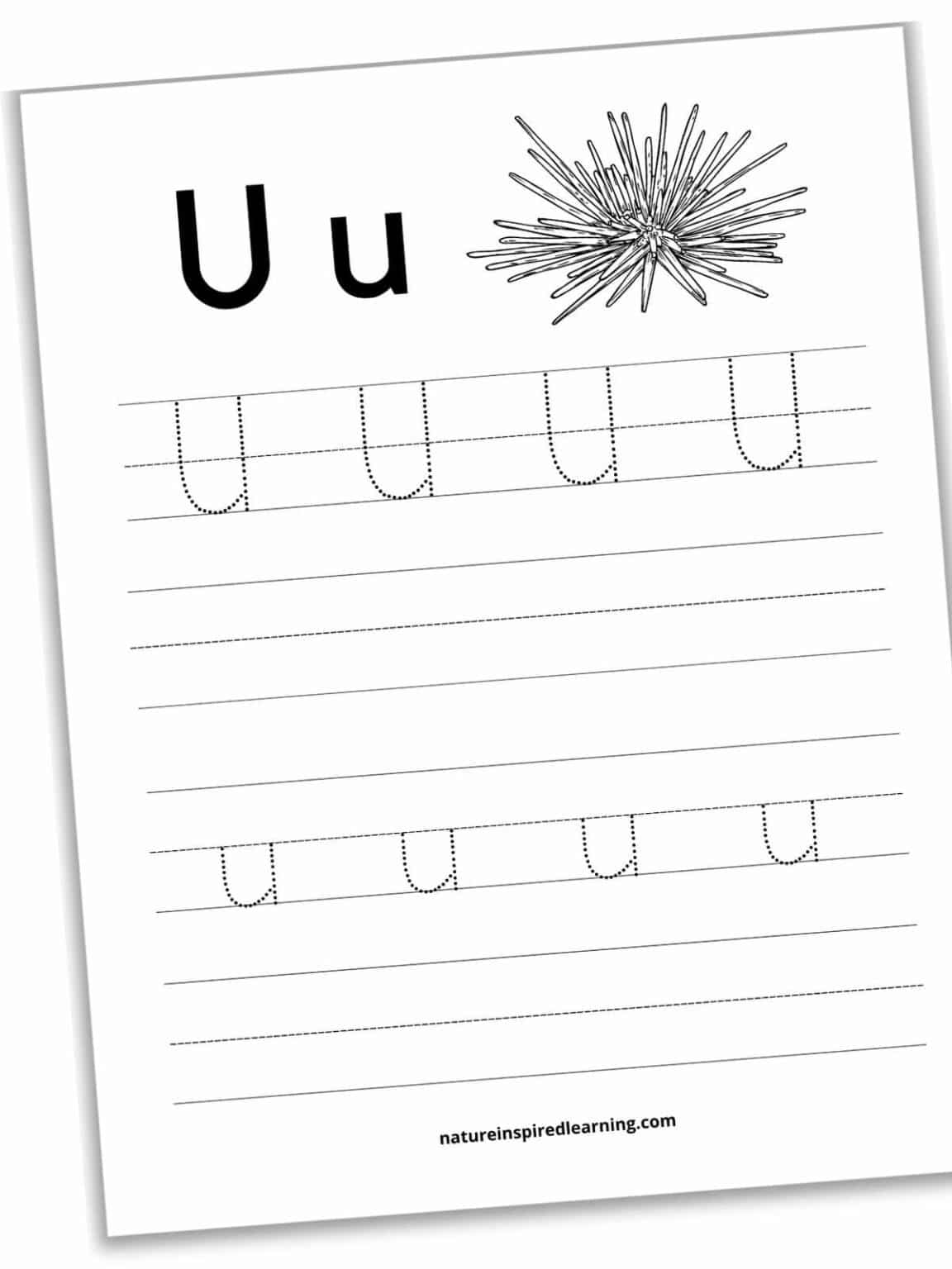 Letter U Tracing Worksheets - Nature Inspired Learning
