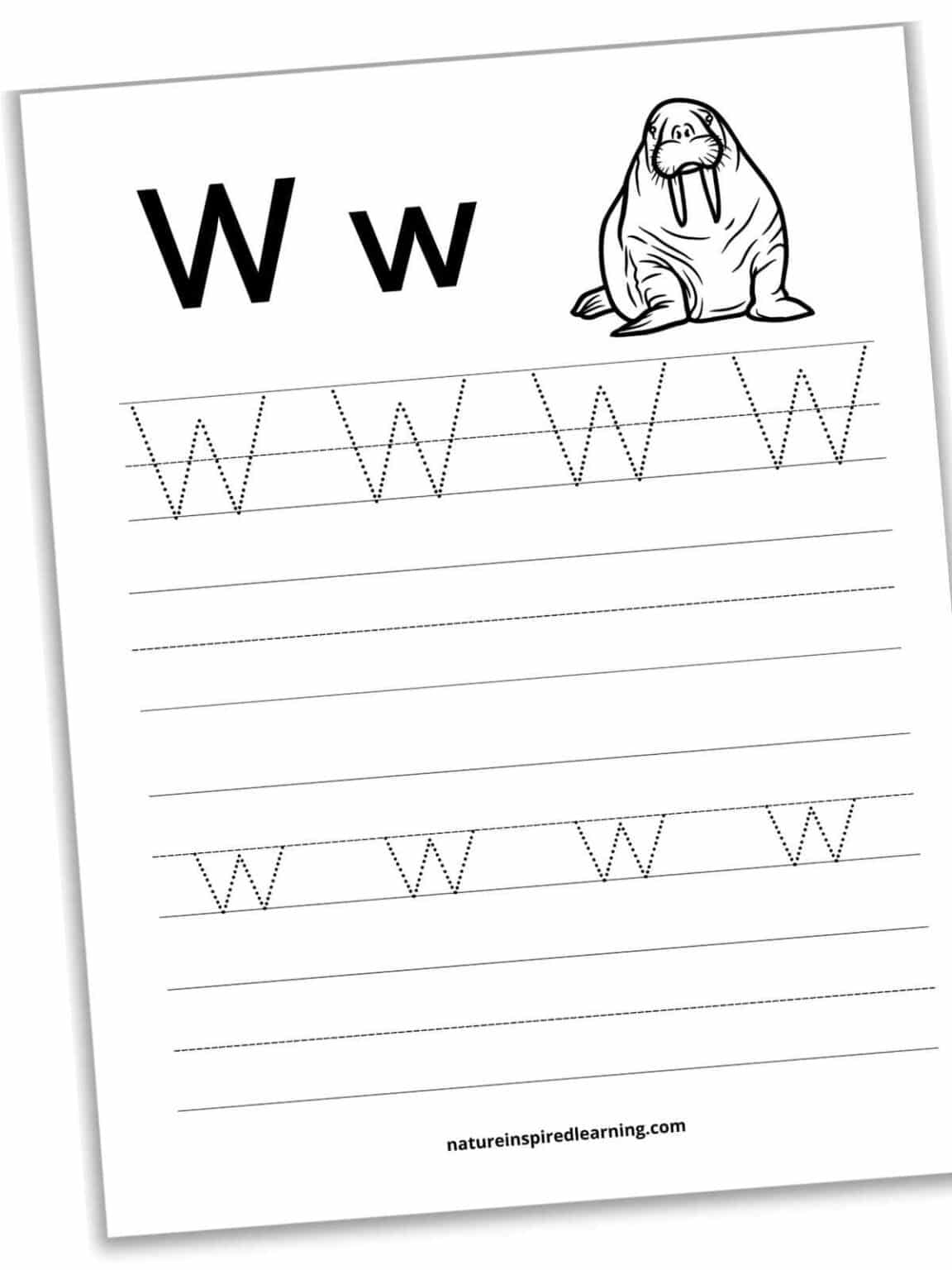 Letter W Tracing Worksheets - Nature Inspired Learning