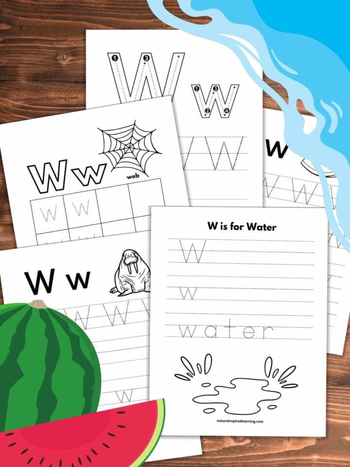 Letter W Tracing Worksheets - Nature Inspired Learning