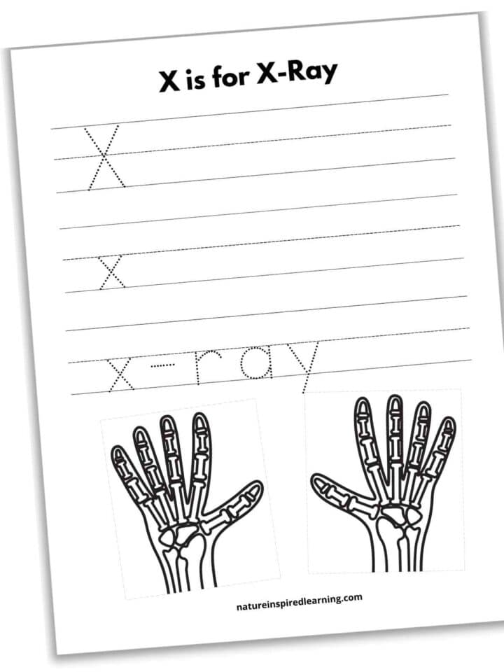Letter X Tracing Worksheets - Nature Inspired Learning