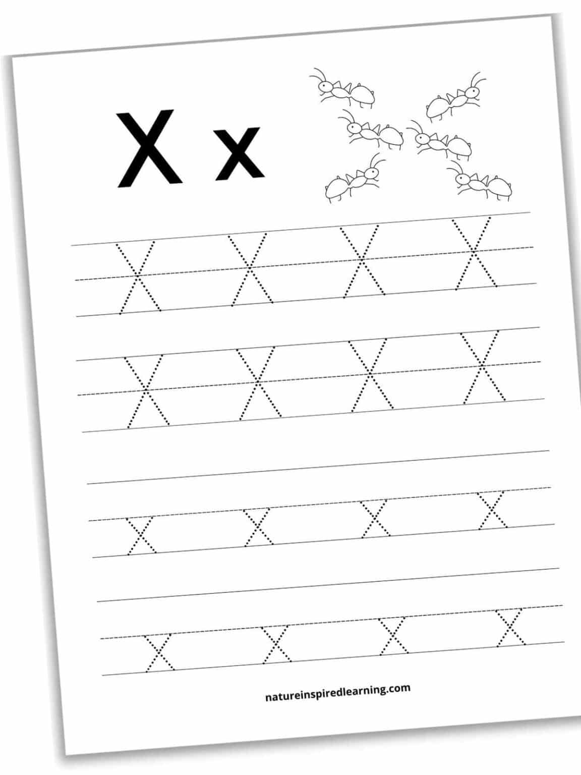 Letter X Tracing Worksheets - Nature Inspired Learning