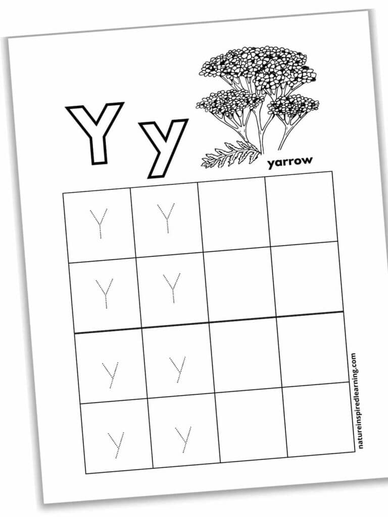 Letter Y Tracing Worksheets - Nature Inspired Learning
