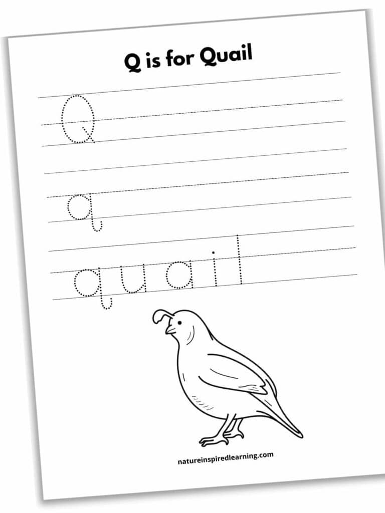 Free Letter Q Tracing Worksheets - Nature Inspired Learning