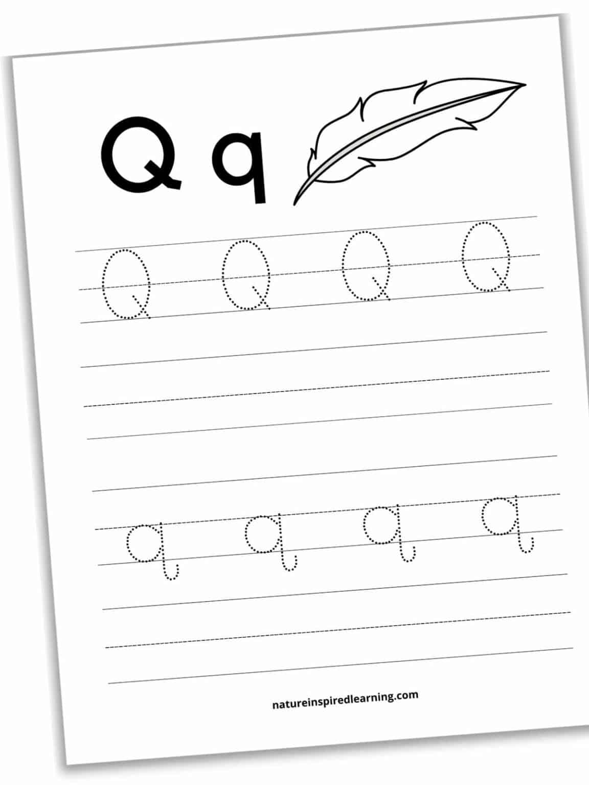 Free Letter Q Tracing Worksheets - Nature Inspired Learning