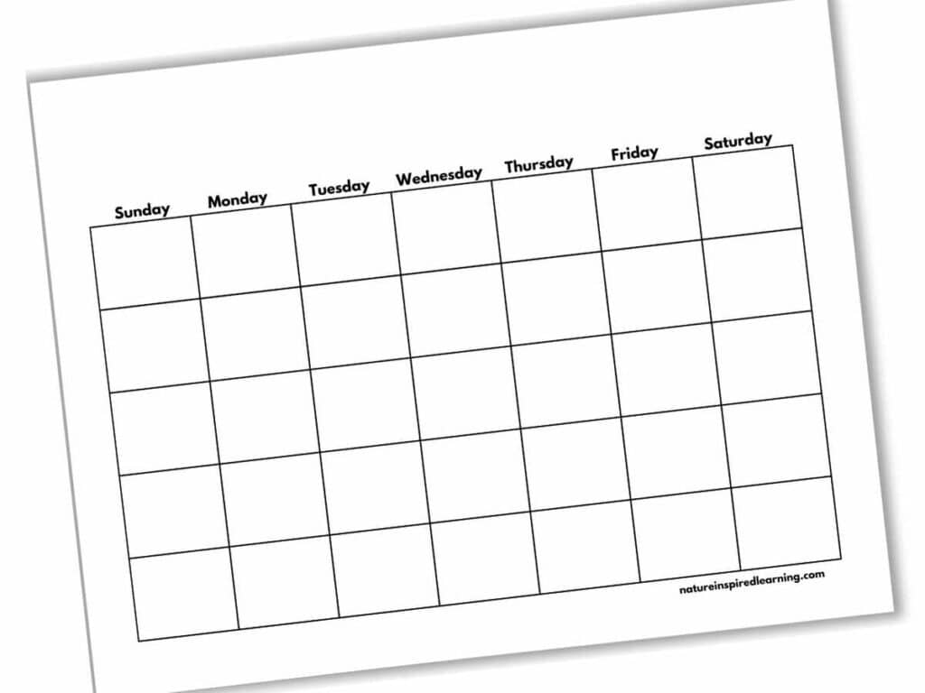 Free Printable Blank Calendars - Nature Inspired Learning