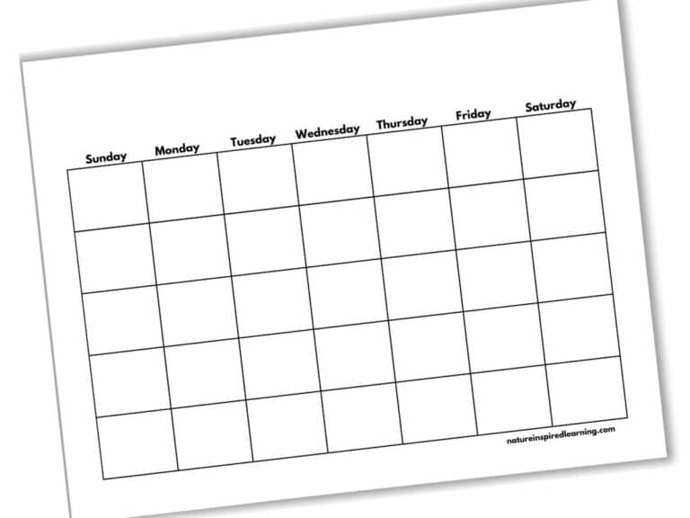 Free Printable Blank Calendars - Nature Inspired Learning