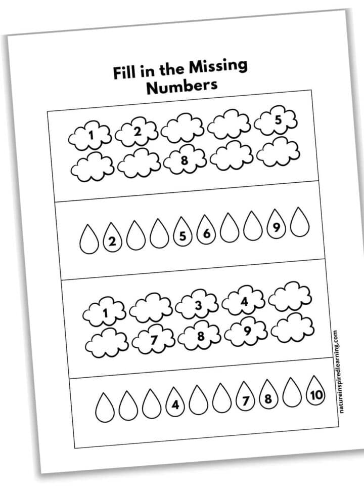 Missing Numbers Worksheets 1-10 and 1-20