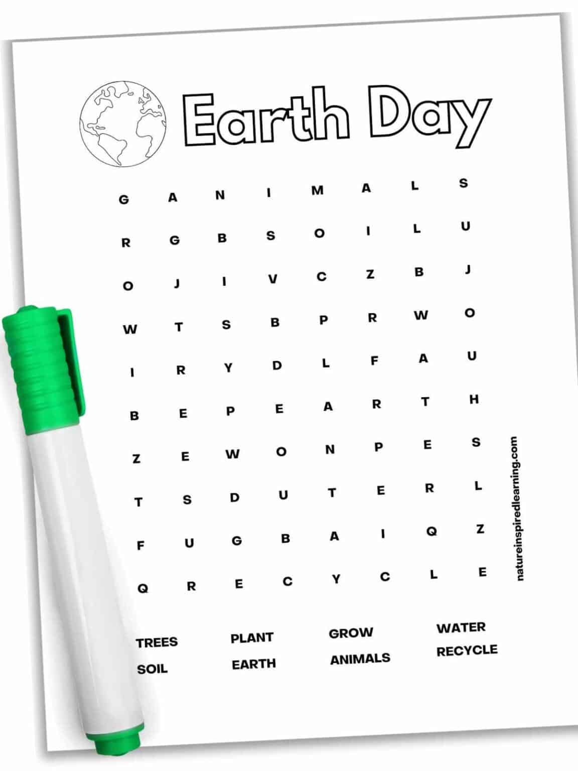Earth Day Word Search - Nature Inspired Learning