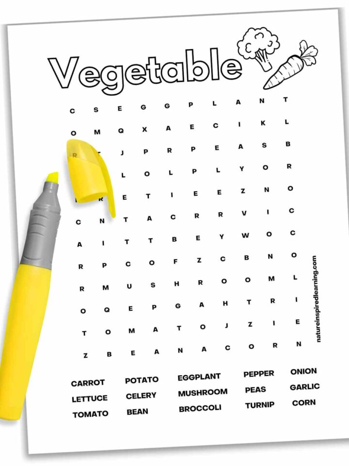 Vegetable Word Searches - Nature Inspired Learning