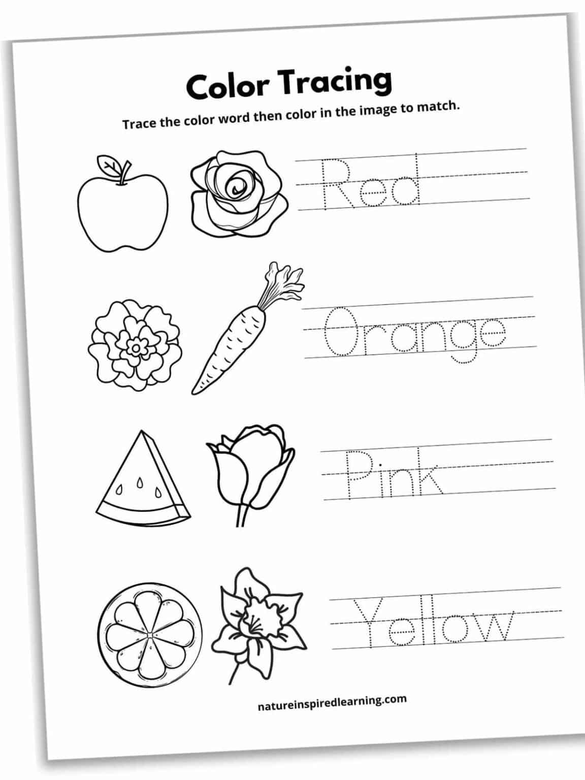 Color Tracing Worksheets - Nature Inspired Learning