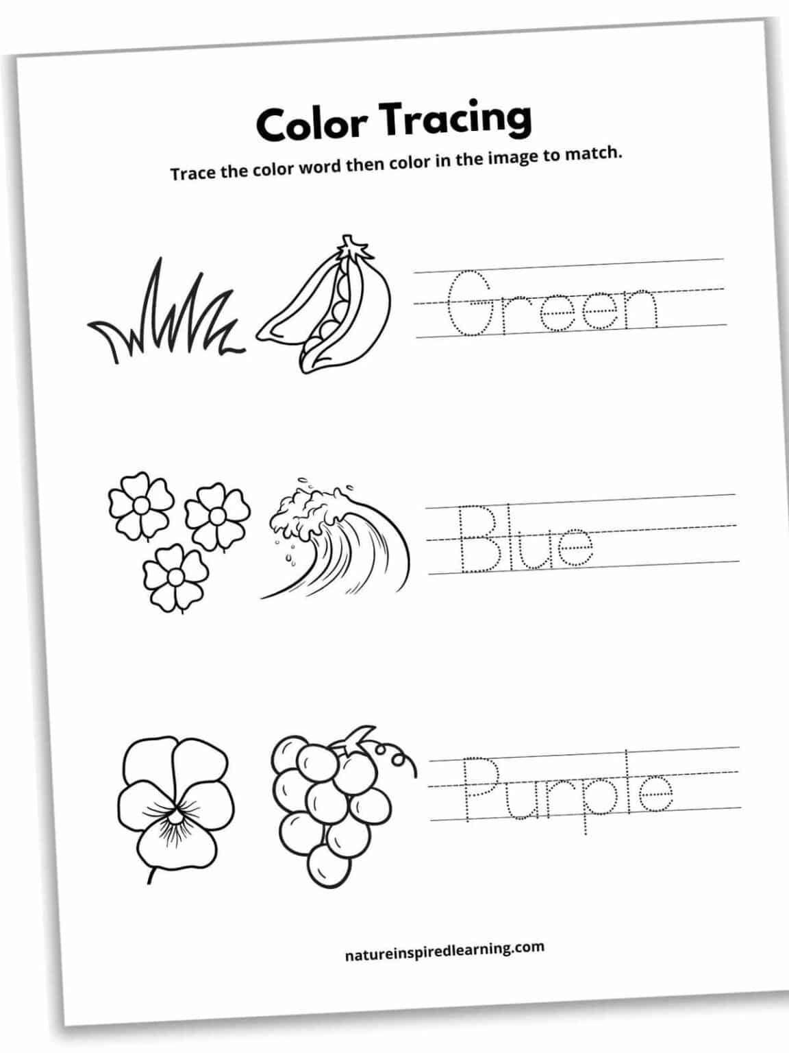 Color Tracing Worksheets - Nature Inspired Learning