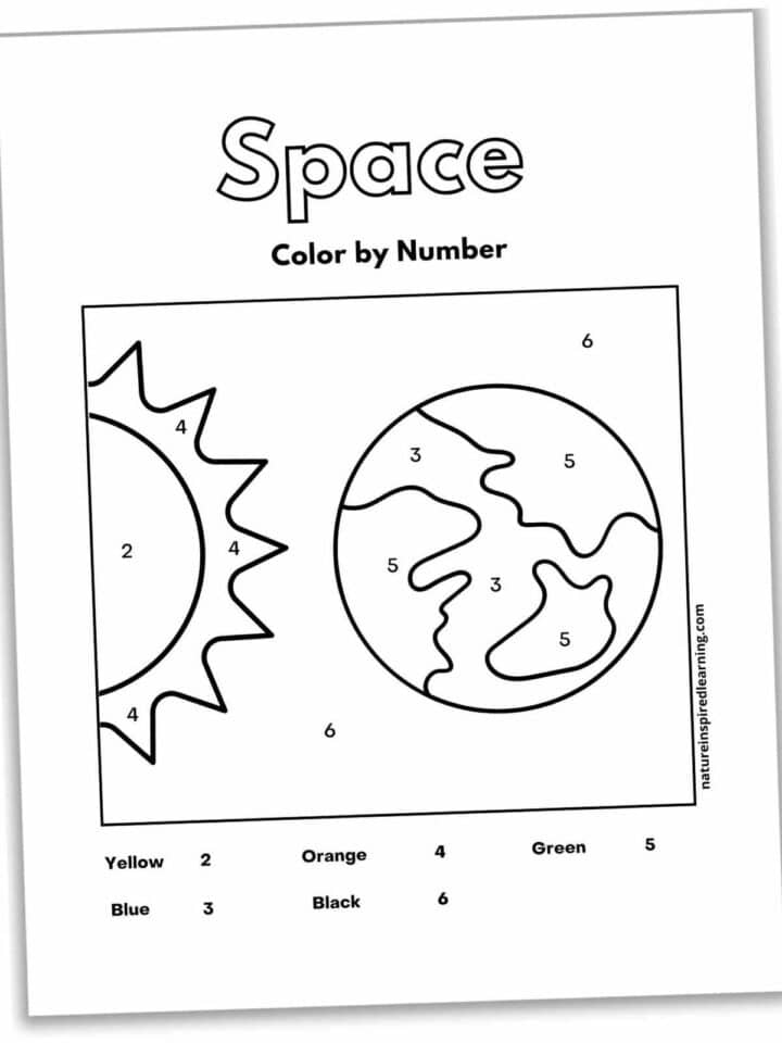 Space Color by Number Worksheets - Nature Inspired Learning