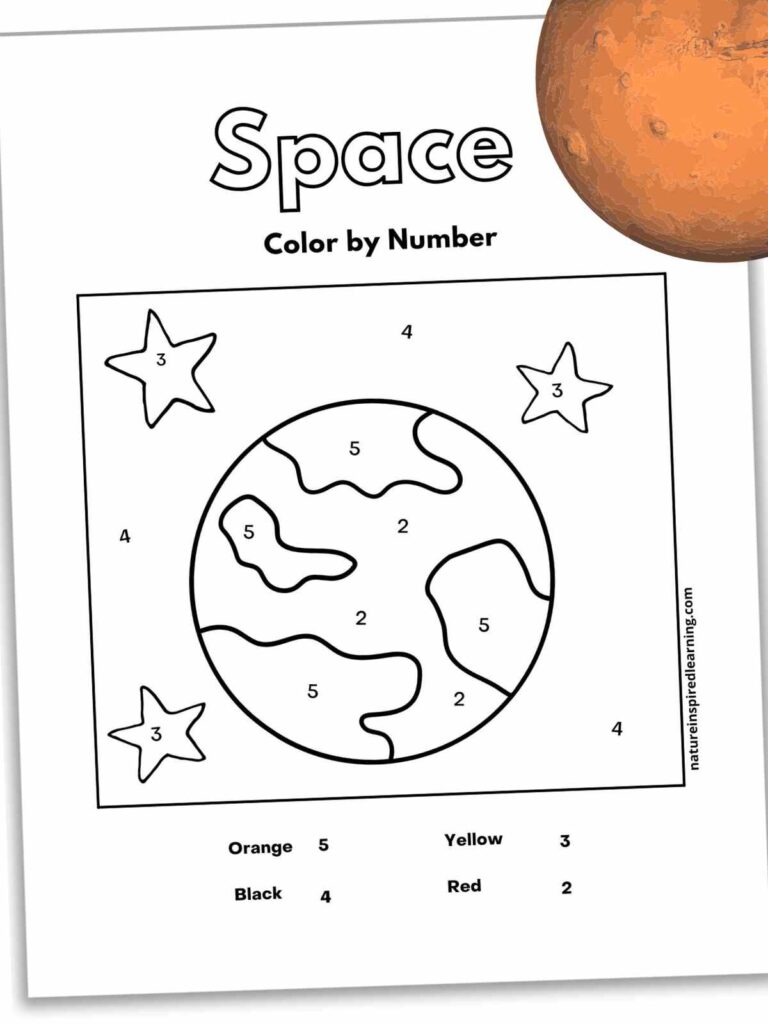 Space Color by Number Worksheets - Nature Inspired Learning